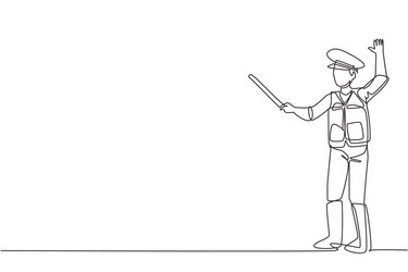 Continuous one line drawing policeman in full Vector Image