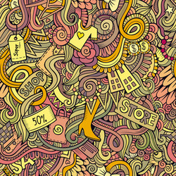 Hand drawn sale shopping seamless pattern Vector Image