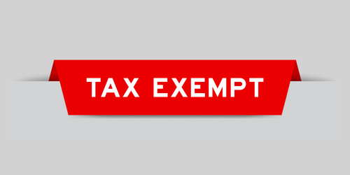 Red color inserted label with word tax exemption Vector Image