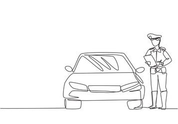 Single continuous line drawing policeman Vector Image