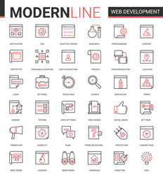 Content creation red black thin line trendy icons Vector Image