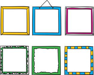 Handdrawn picture frames colorful sketch doodle Vector Image