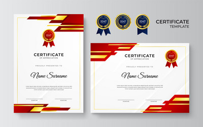 Modern red and gold certificate template design Vector Image