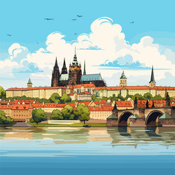 Prague castle hand-drawn comic prague castle Vector Image