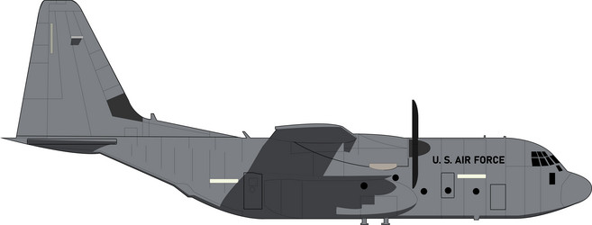 C 130j air refueling tanker side view Royalty Free Vector