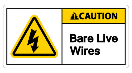 Notice bare live wires sign on white background Vector Image