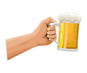 Lets drink hand holding beer background im Vector Image