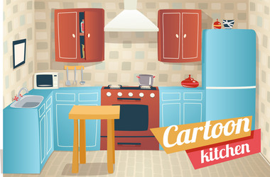 Cartoon modern kitchen interior background Vector Image