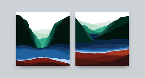 Square mountain landscape posters abstract Vector Image