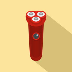 Red electric razor icon flat style Royalty Free Vector Image