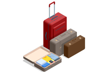 Red open suitcase for travel Royalty Free Vector Image