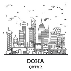 One single line drawing of doha city skyline Vector Image