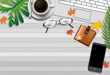 Top view office work table with elements Vector Image