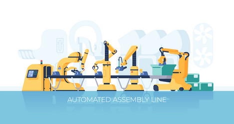 Manufacturing conveyor process assembly line Vector Image