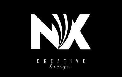 Nx n x black and white lines letter logo design Vector Image