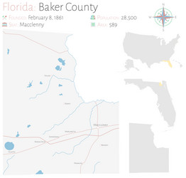 Map baker county in florida Royalty Free Vector Image