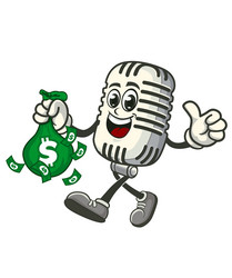 Cheerful Microphone Mascot Cartoon Royalty Free Vector Image