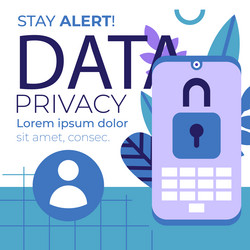 Flat design data privacy post stories Royalty Free Vector