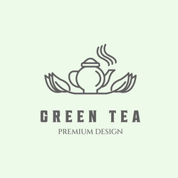 Traditional green tea line art design logo Vector Image