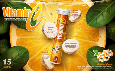 Vitamin tablet ad Royalty Free Vector Image - VectorStock