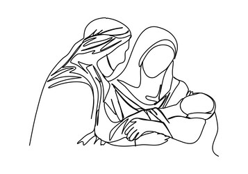 Jesus christ one line drawing Royalty Free Vector Image