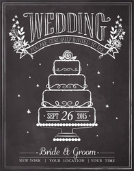 Chalkboard wedding invitation card background Vector Image
