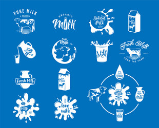 Fresh dairy milk logos Royalty Free Vector Image