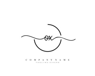 Ox initial letter handwriting logo hand drawn Vector Image