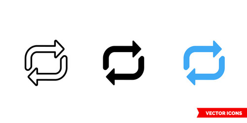 Repeat icon 3 types color black and white Vector Image