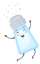 Cartoon pouring salt spoonful glass saltshaker Vector Image