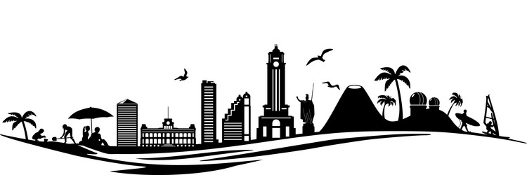 Skyline honolulu hawaii silhouette outline Vector Image