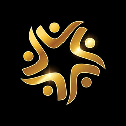 Golden simple people logo icon Royalty Free Vector Image