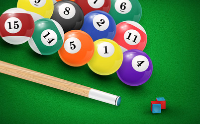 Pool balls on billiard table pop art Royalty Free Vector