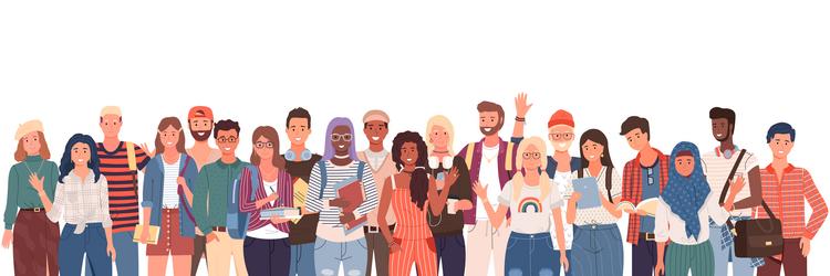Diverse college university students standing Vector Image