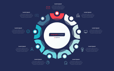 Circle infographic 9 options Royalty Free Vector Image