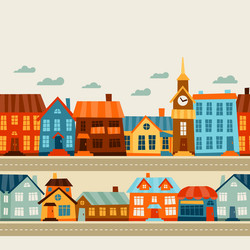Seamless background pattern with colorful town Vector Image