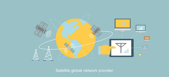 Radio mast and satellite concept blue thin line Vector Image