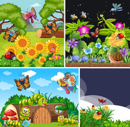 Set different insects living in garden Royalty Free Vector