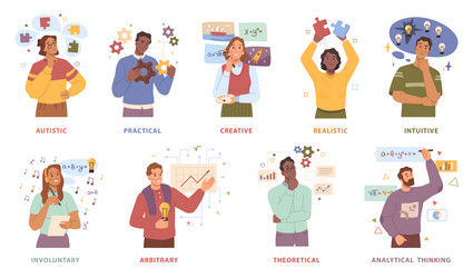 Types thinking person different behavior Vector Image