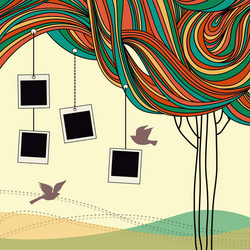 Tree with leaves and birds Royalty Free Vector Image