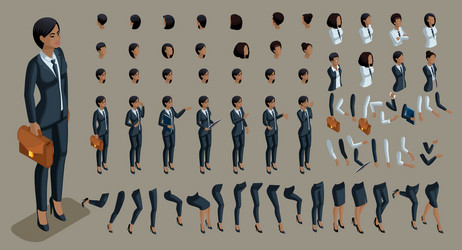 Isometrics people emotions face create your Vector Image