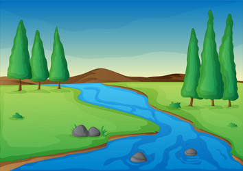 Mountain Landscape Sketch River Flow Vector Images (72)