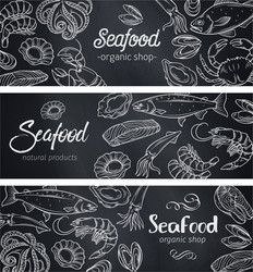 Seafood chalkboard menu template Royalty Free Vector Image