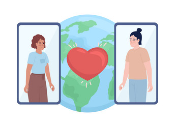 Long-distance relationship flat concept spot Vector Image