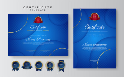 Blue gradient modern certificate template Vector Image