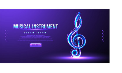 Musical note instrument low poly wireframe mesh Vector Image