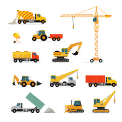 Heavy construction machines excavator bulldozer Vector Image
