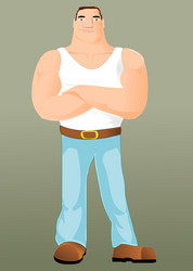 Big workman with hammer Royalty Free Vector Image