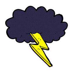 Comic cartoon lightning bolt and cloud Royalty Free Vector