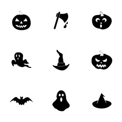 Black halloween icons set Royalty Free Vector Image
